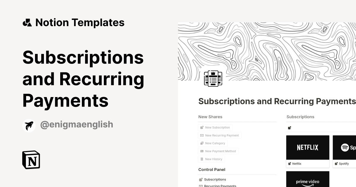 Subscriptions and Recurring Payments Template by Enigma | Notion Marketplace