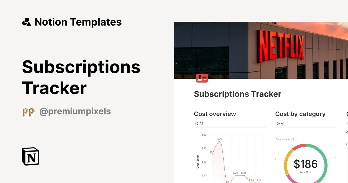 Subscriptions Tracker Template by Premium Pixels | Notion Marketplace
