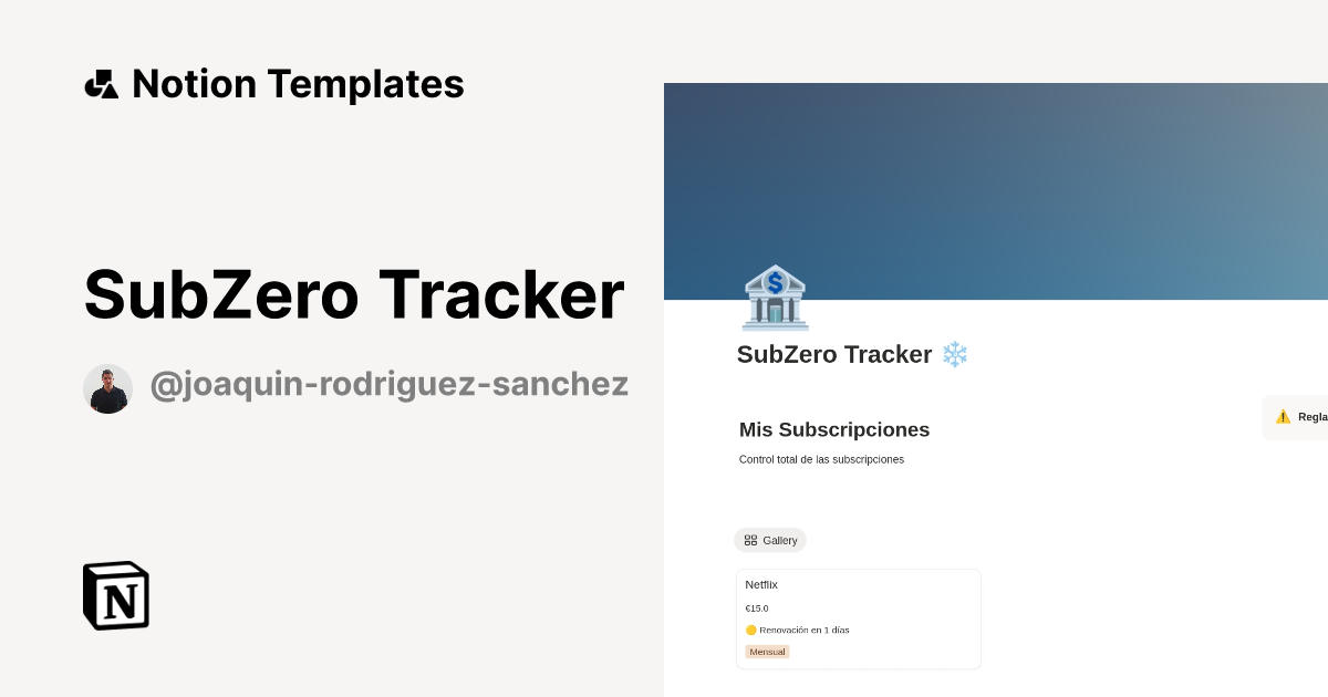 SubZero Tracker Template by Joaquín Rodríguez Sánchez | Notion Marketplace