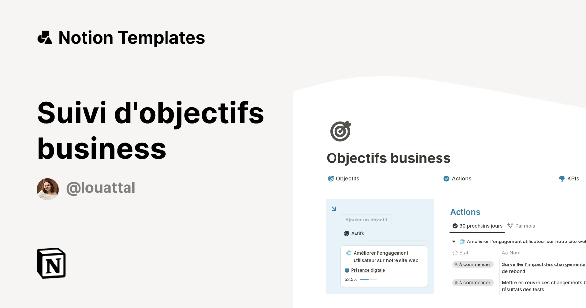Suivi d'objectifs business Template | Notion Marketplace