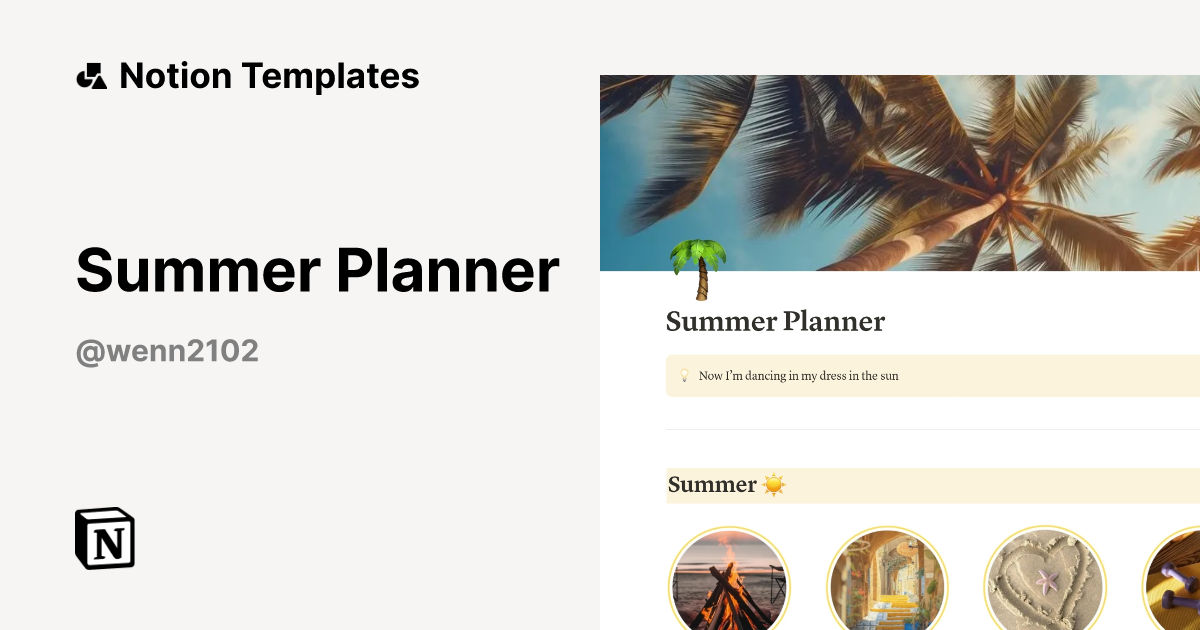 Summer Planner Template by WenSi | Notion Marketplace