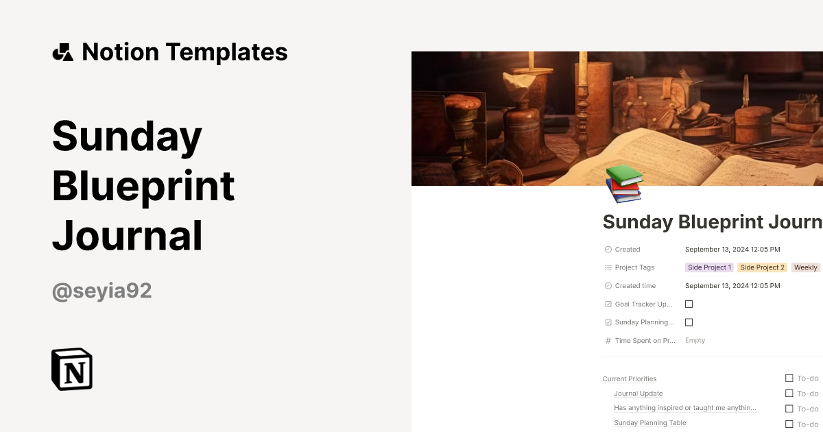 Sunday Blueprint Journal Template | Notion Marketplace