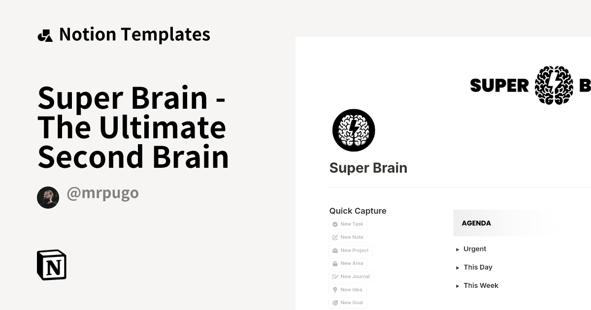 Super Brain - The Ultimate Second Brain Template by mrpugo | Notion Marketplace