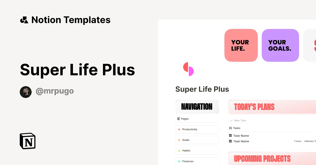 Super Life Plus Template by mrpugo | Notion Marketplace