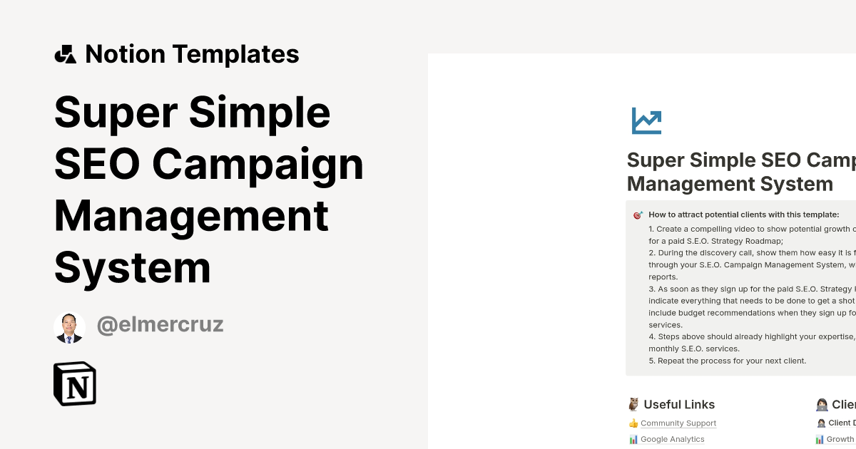 Super Simple SEO Campaign Management System Template by Elmer D. Cruz ...