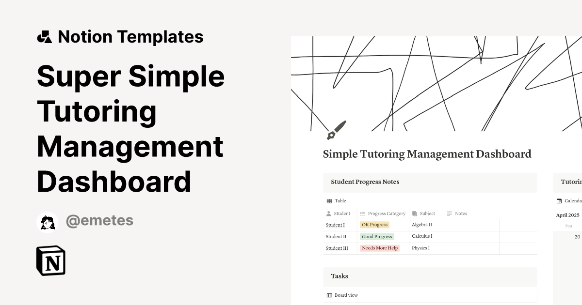 Super Simple Tutoring Management Dashboard Template | Notion Marketplace