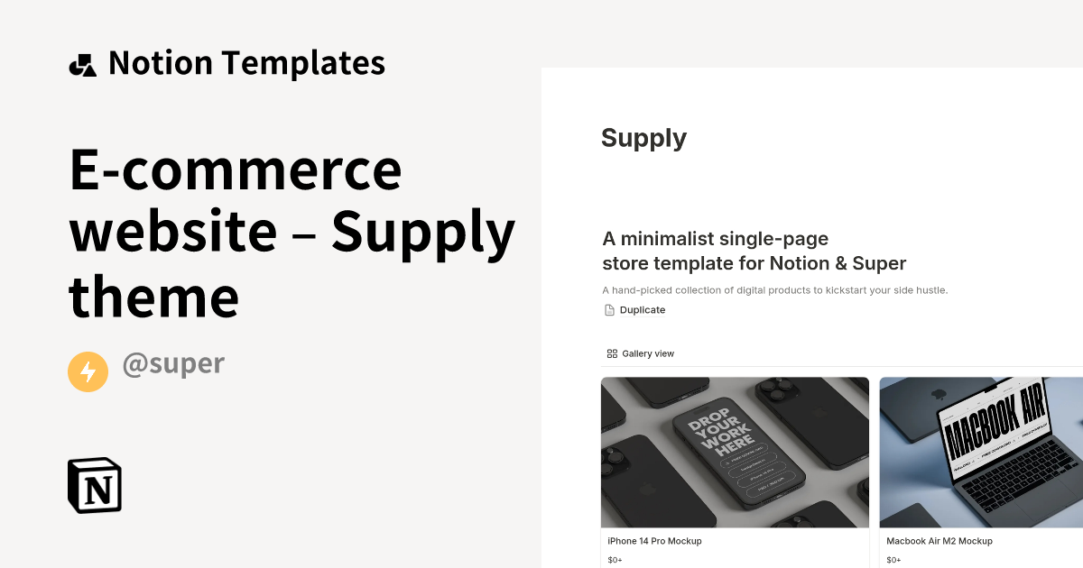 E-commerce website – Supply theme Template | Notion Marketplace
