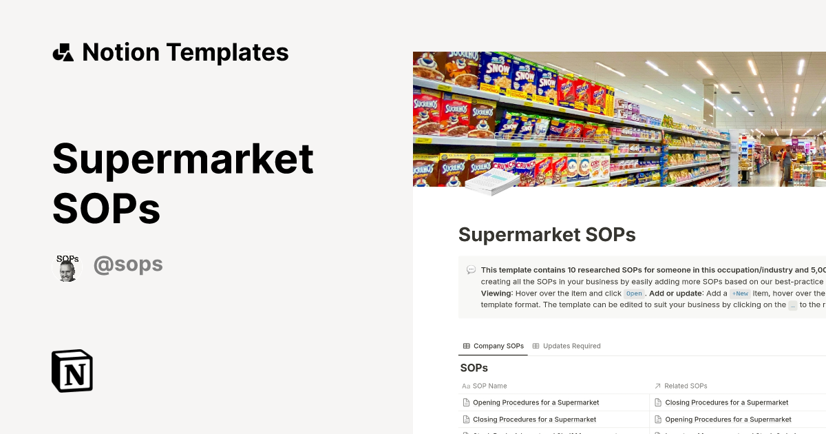 Supermarket SOPs Template by SOPs | Notion Marketplace