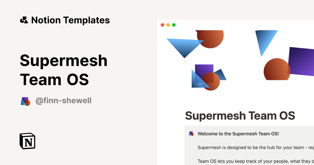 Supermesh Team OS Template by Finn Shewell | Notion Marketplace