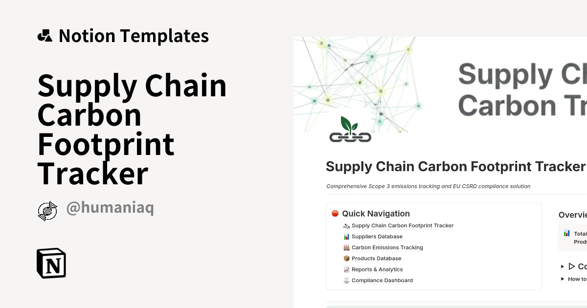 Supply Chain Carbon Footprint Tracker Template by Humaniaq | Notion ...