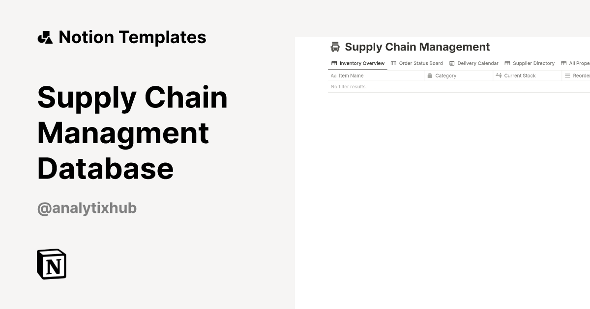 Supply Chain Managment Database Template by Analytix Hub | Notion Marketplace