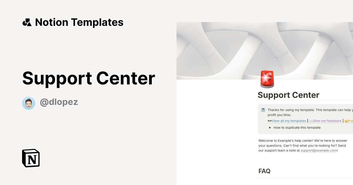Support Center Template by Daniel López | Notion Marketplace