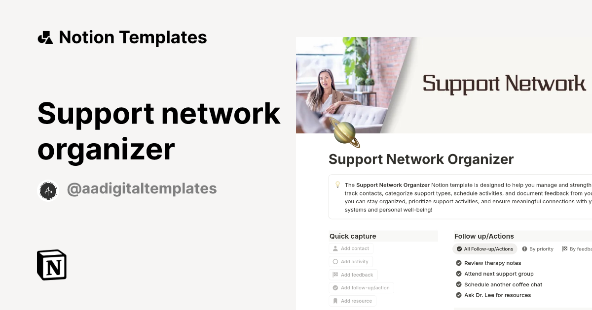 Support network organizer Template | Notion Marketplace