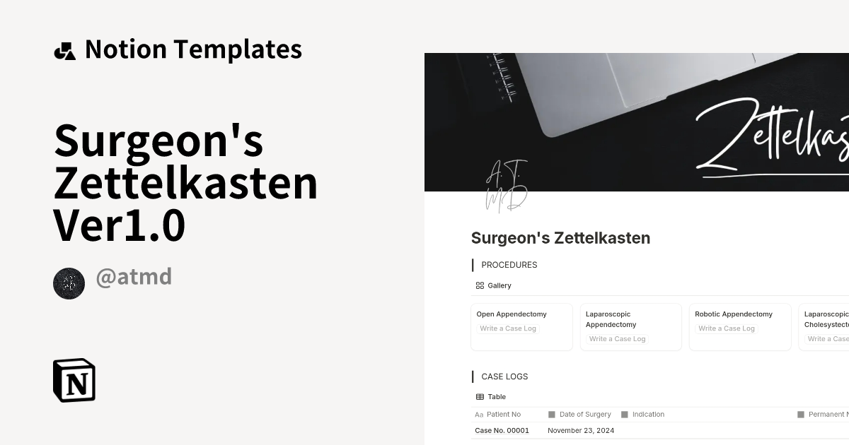 Surgeon's Zettelkasten Ver1.0 Template | Notion Marketplace
