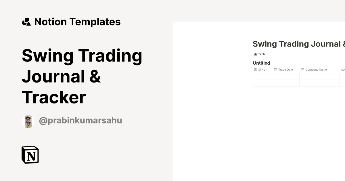 Swing Trading Journal & Tracker Template by Swing Trading Journal ...