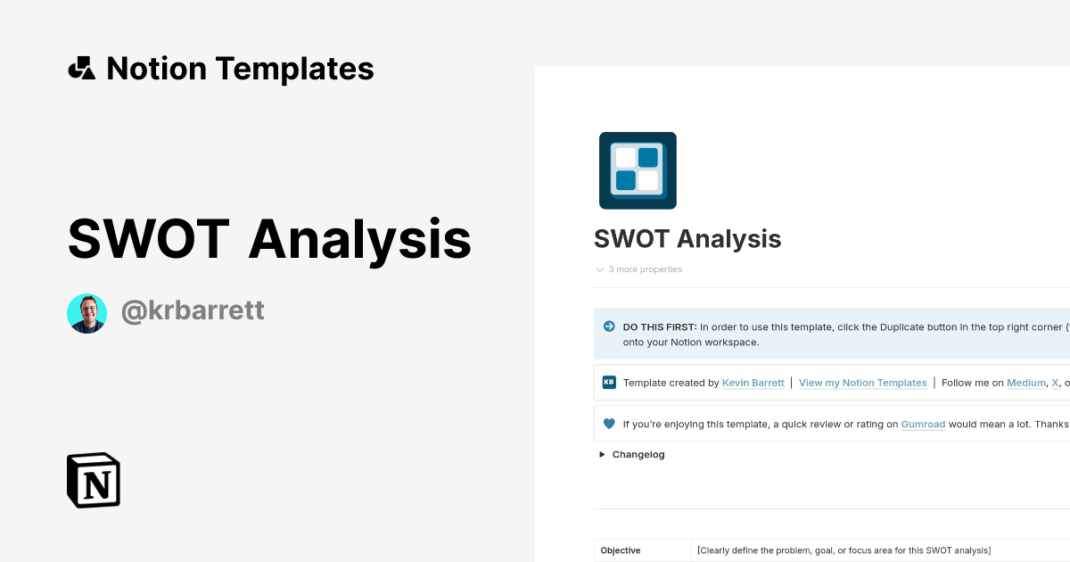 SWOT Analysis Template | Notion Marketplace
