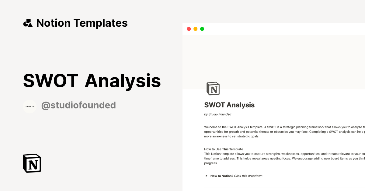 SWOT Analysis Template | Notion Marketplace
