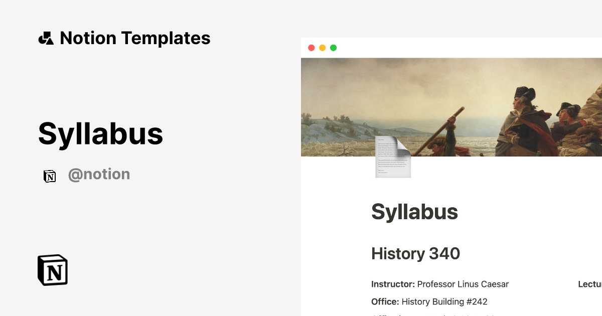 Syllabus Template by Notion | Notion Marketplace