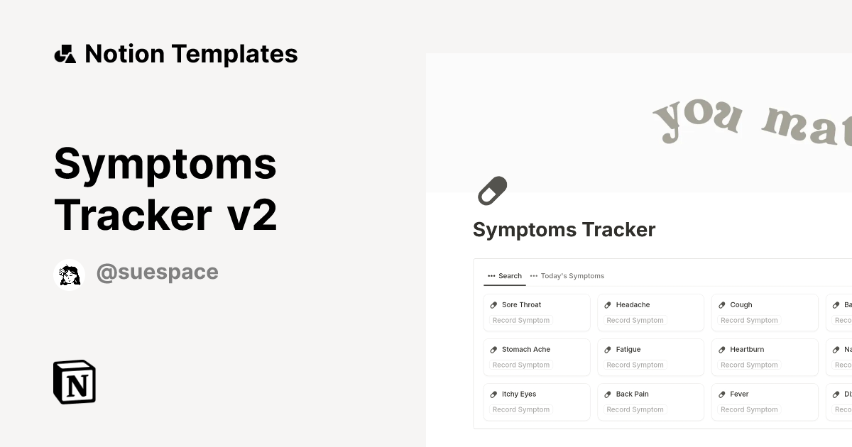 Symptoms Tracker v2 Template | Notion Marketplace