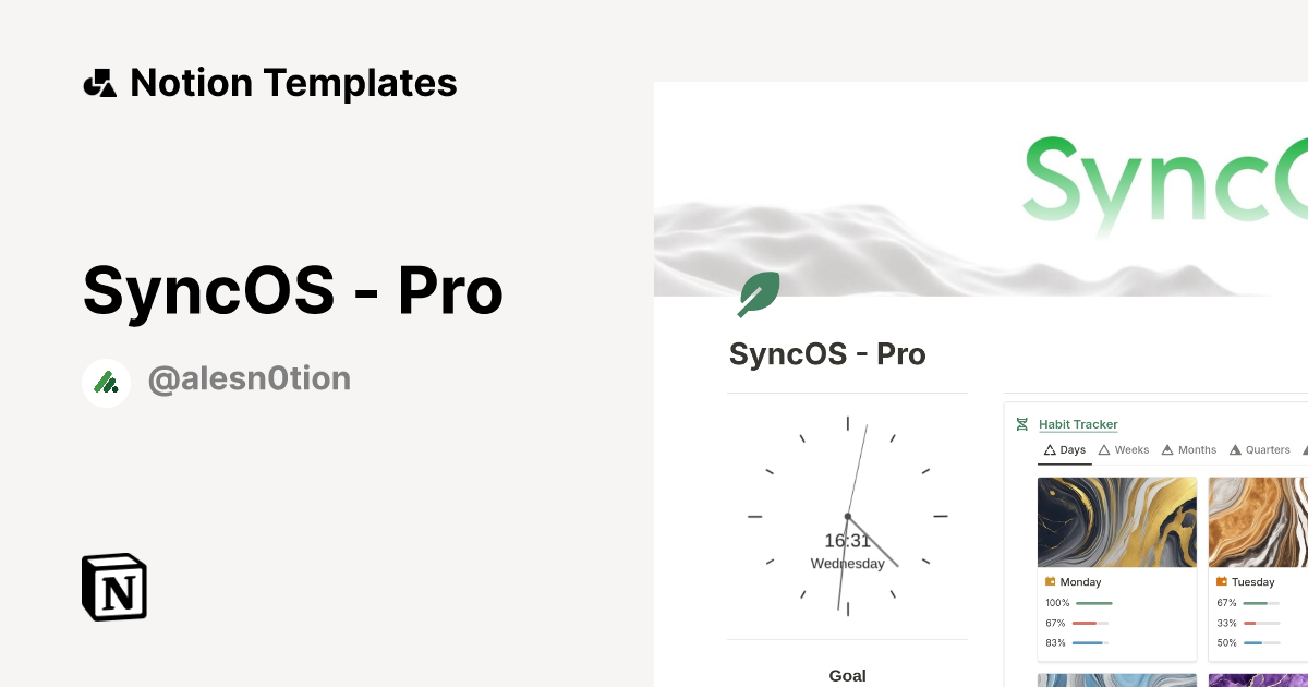 SyncOS - Pro Template by Ale | Notion Marketplace