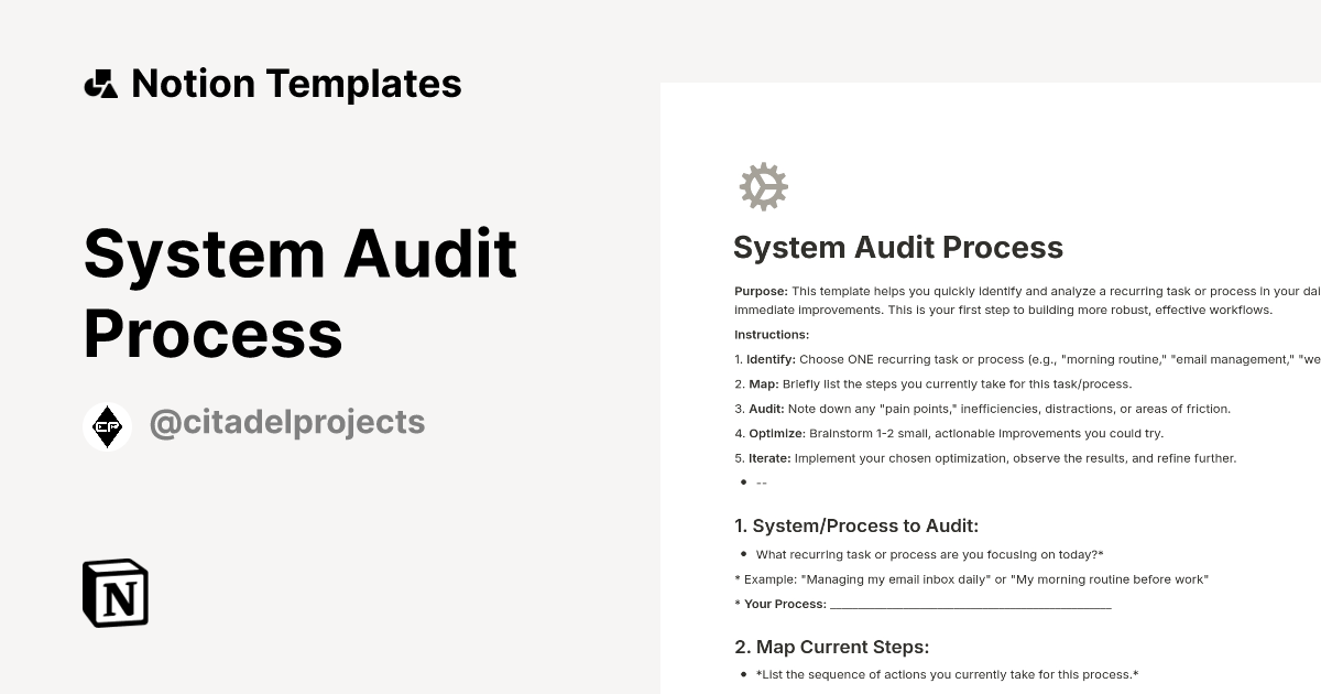 System Audit Process Template by Citadel Projects | Notion Marketplace