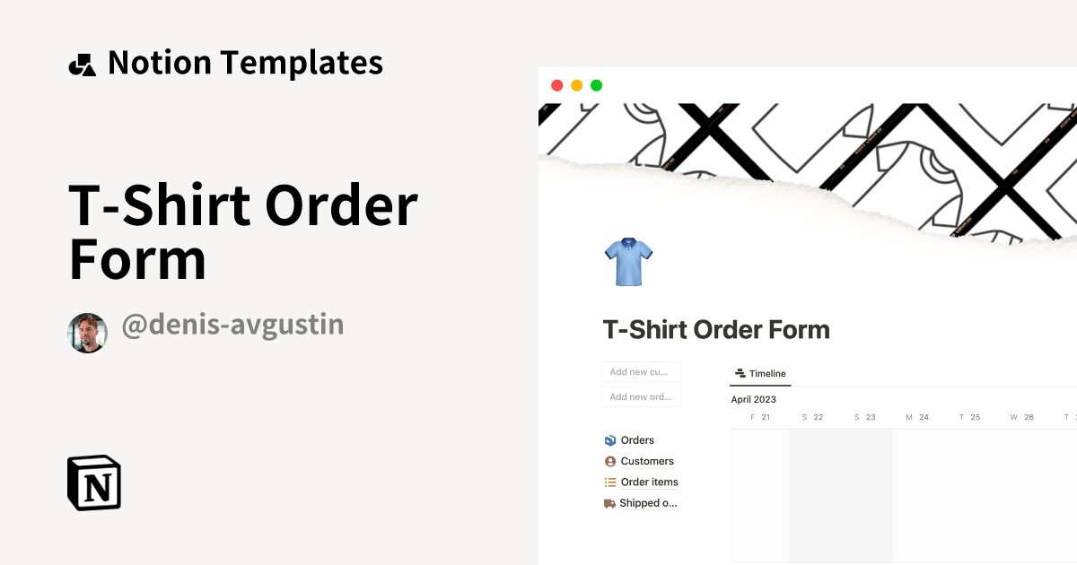 T-Shirt Order Form Template by Denis Avgustin | Notion Marketplace