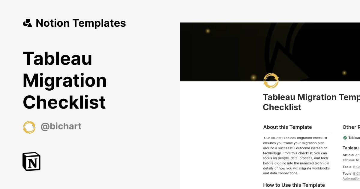 Tableau Migration Checklist Template by BIChart - Migrate Tableau to ...