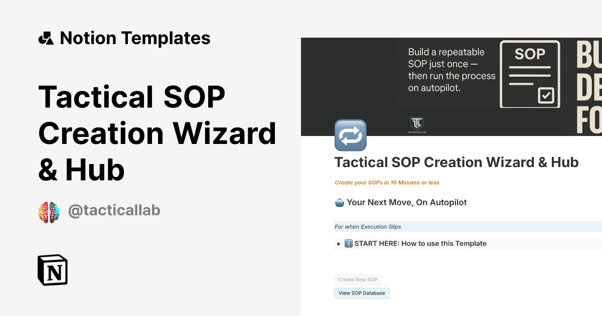 Tactical SOP Creation Wizard & Hub Template by The Tactical Lab | Notion Marketplace