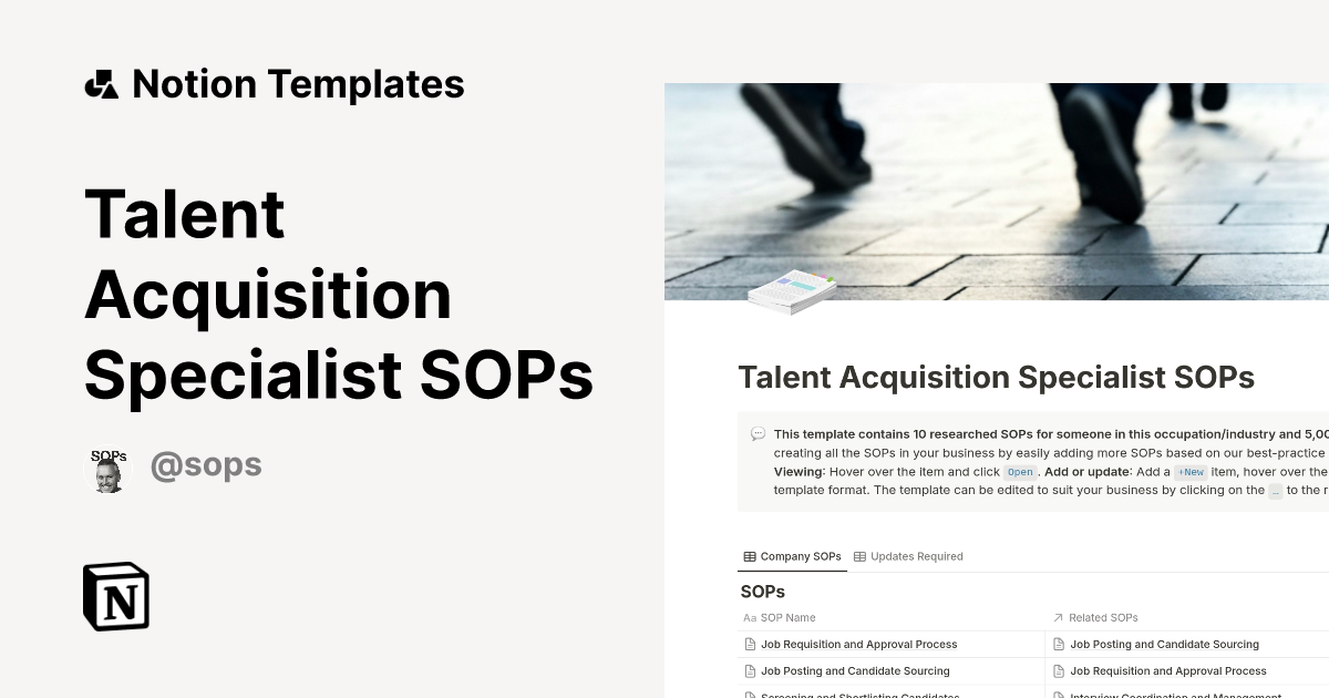 Talent Acquisition Specialist SOPs Template | Notion Marketplace