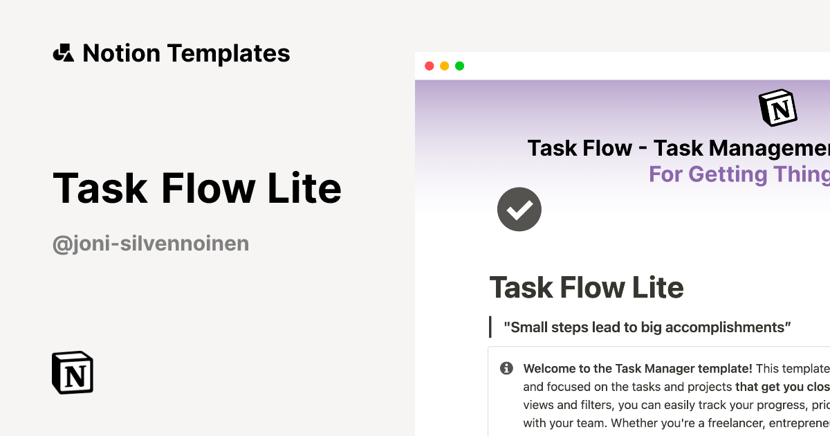 Task Flow Lite Template | Notion Marketplace