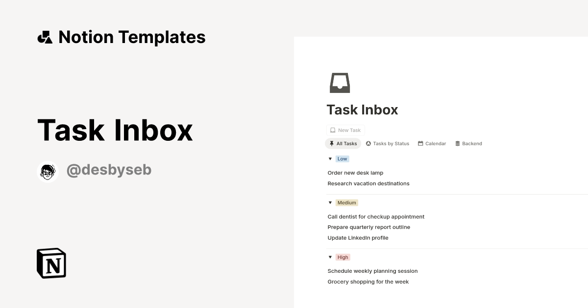 Task Inbox Template | Notion Marketplace