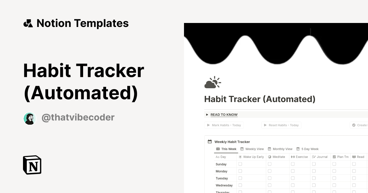 Habit Tracker (Automated) Template | Notion Marketplace
