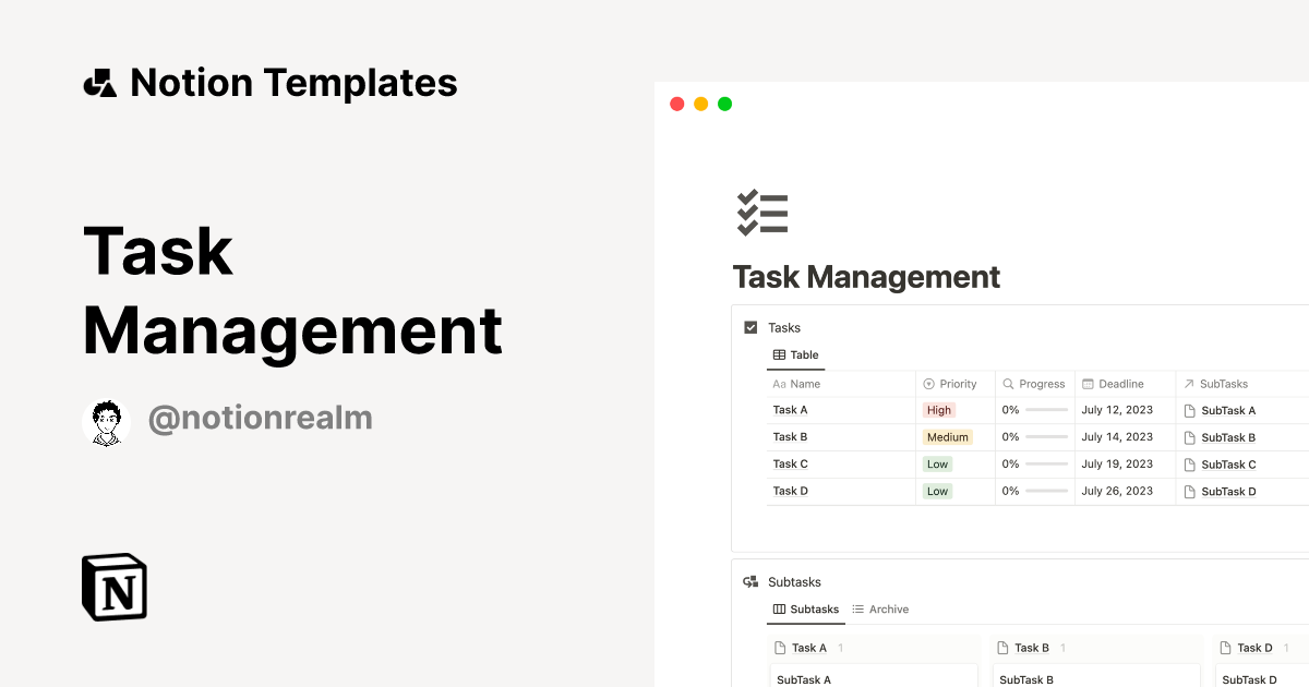 Task Management Template | Notion Marketplace