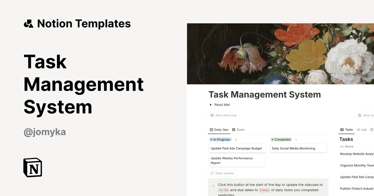 Task Management System Template | Notion Marketplace