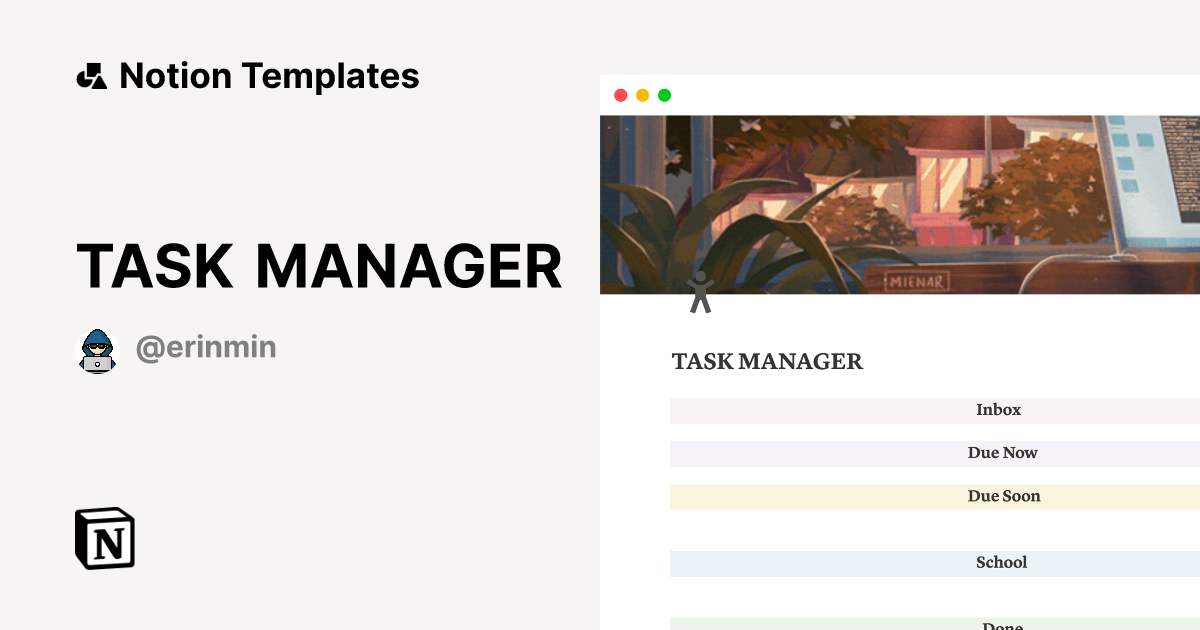 TASK MANAGER Template by erinmin | Notion Marketplace