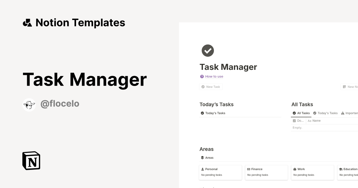 Task Manager Template by Flocelo | Notion Marketplace