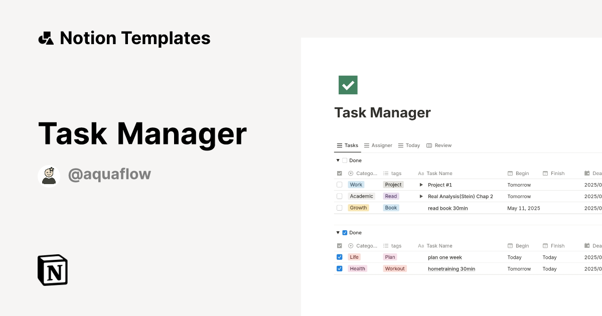 Task Manager Template | Notion Marketplace