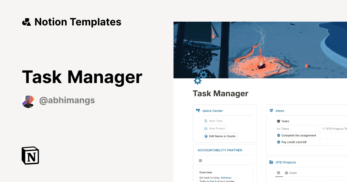 Task Manager Template by Abhiman | Notion Marketplace