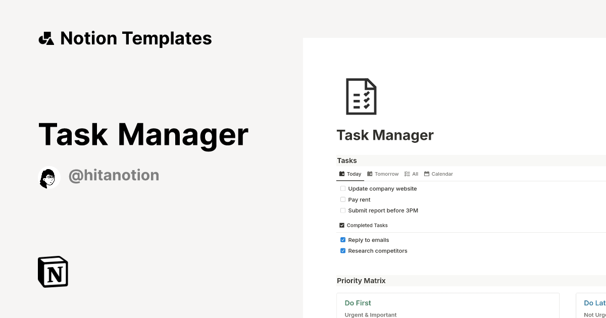 Task Manager Template | Notion Marketplace
