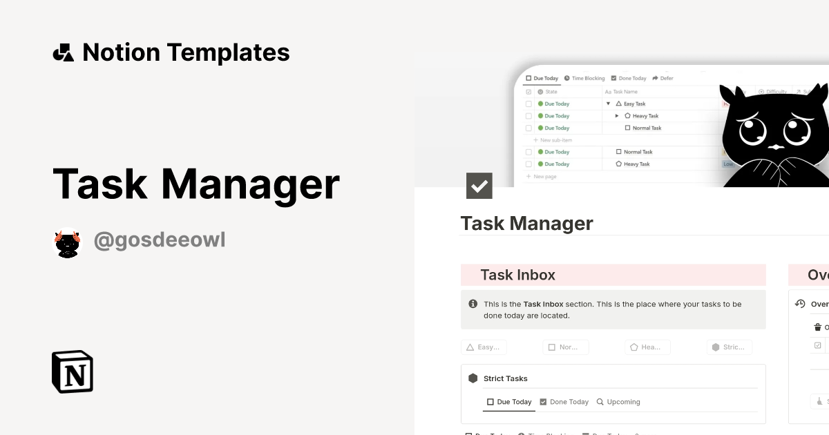 Task Manager Template by Gosdee | Notion Marketplace