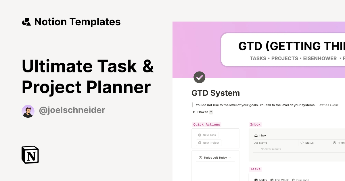 Ultimate Task & Project Planner Template | Notion Marketplace