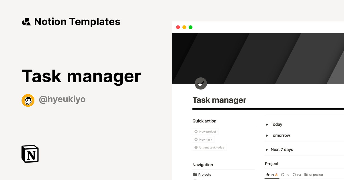 Task manager Template | Notion Marketplace