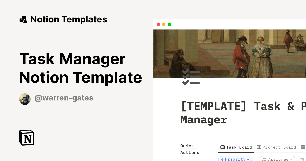 Task Manager Notion Template Template | Notion Marketplace