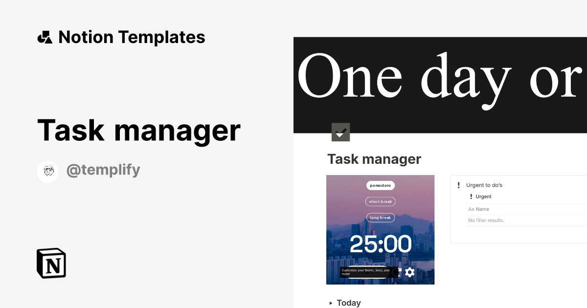 Task manager Template by Templify | Notion Marketplace