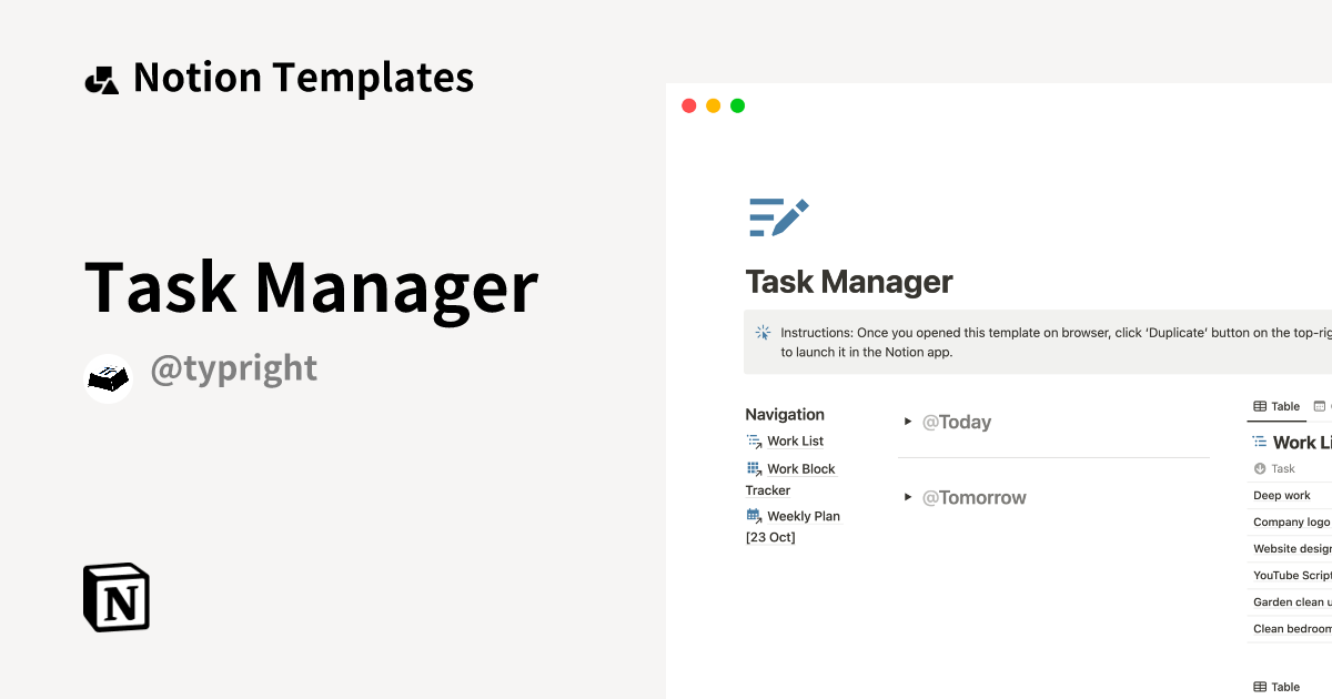 Task Manager Template | Notion Marketplace
