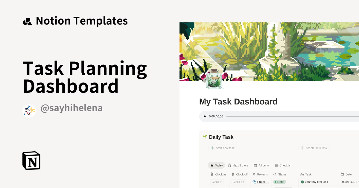 Task Planning Dashboard Template | Notion Marketplace