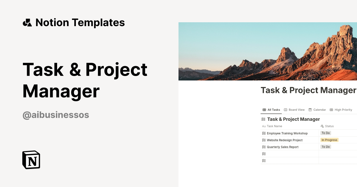 Task & Project Manager Template | Notion Marketplace