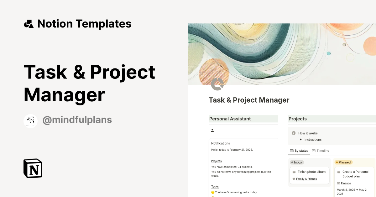 Task & Project Manager Template | Notion Marketplace