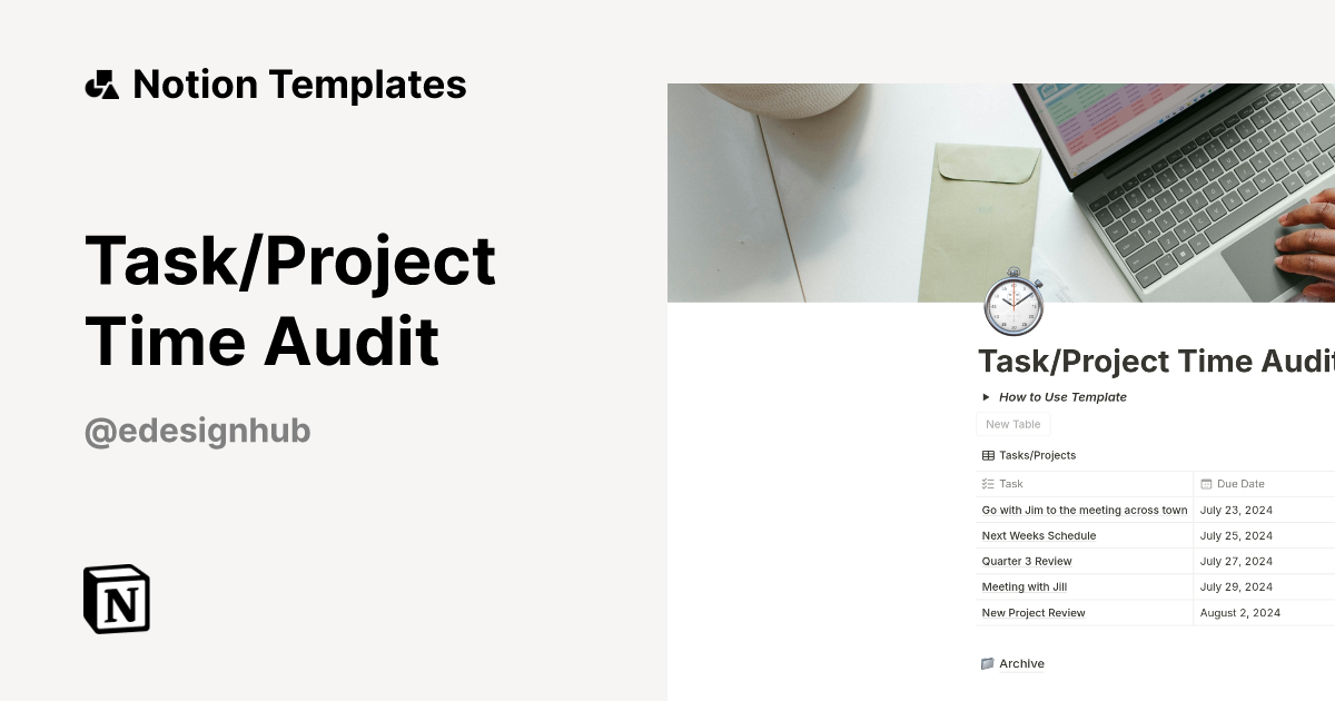 Task/Project Time Audit Template | Notion Marketplace Task/Project Time Audit Template | Notion Marketplace