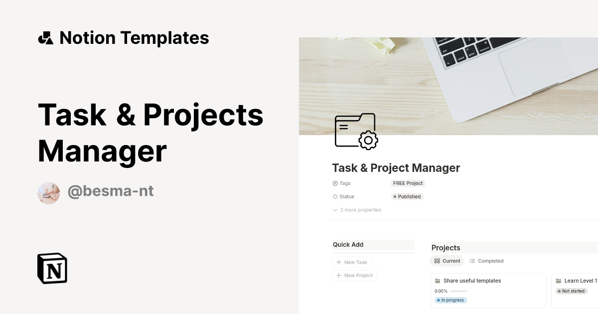 Task & Projects Manager Template | Notion Marketplace